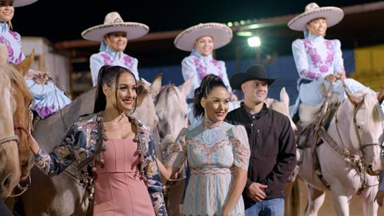 Brie, Nikki Bella & JJ Bond at Mexican Rodeo