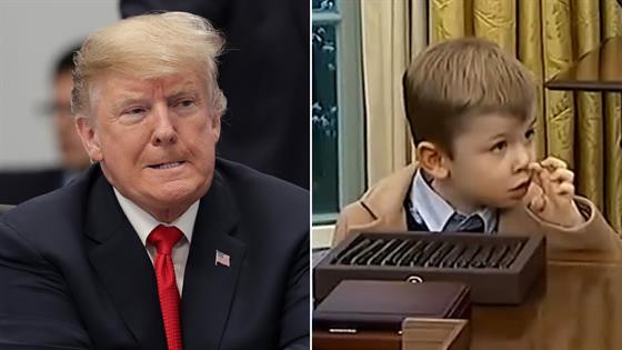 Donald Trump Unveils Temporary Desk After Elon Musk's Son Picks Nose During Visit